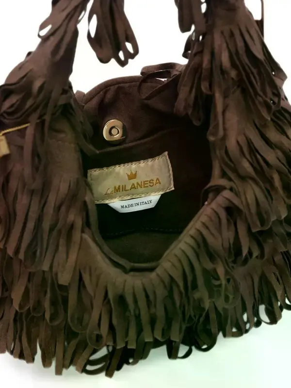 LA MILANESA Fringed Capucine Clutch Bag