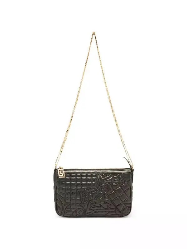 Versace Vanitas Baroque-embossed Shoulder Bag - Black