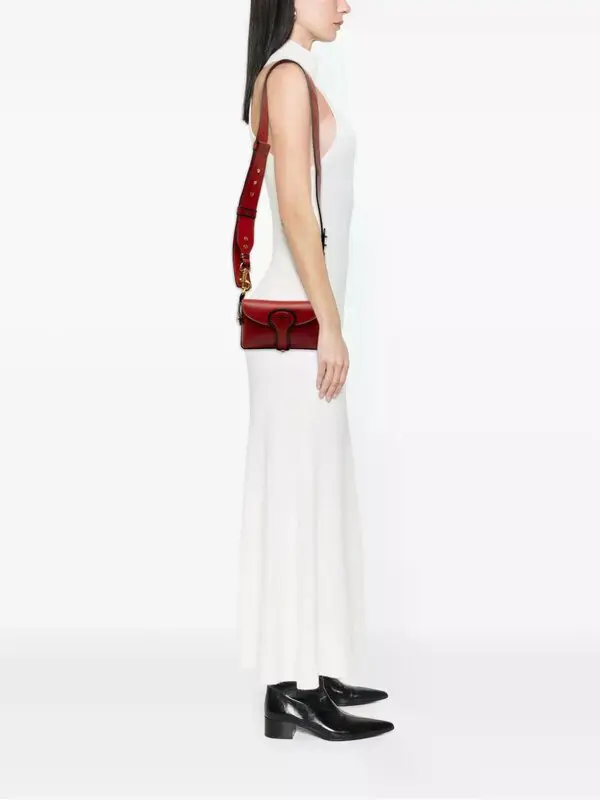 Dior Mini Leather D Bee Saddle Bag - Red