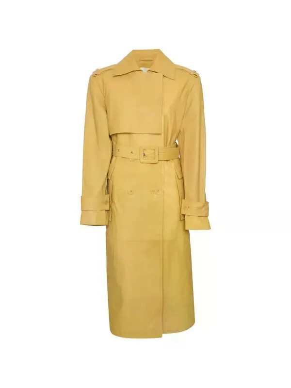 BY MALENE BIRGER Belted Double-breasted Leather Trench Coat