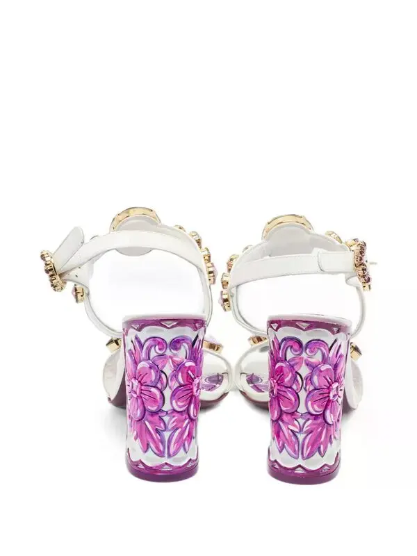 Dolce & Gabbana Patent Leather Majolica Print Crystal Embellished Sandals