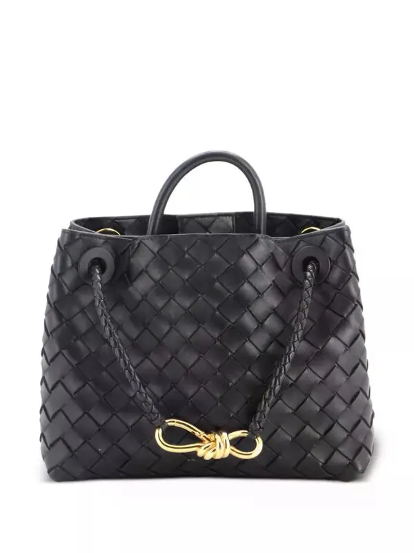 Bottega Veneta Andiamo Top Handle Bag Intrecciato Nappa Small Satchel - Black