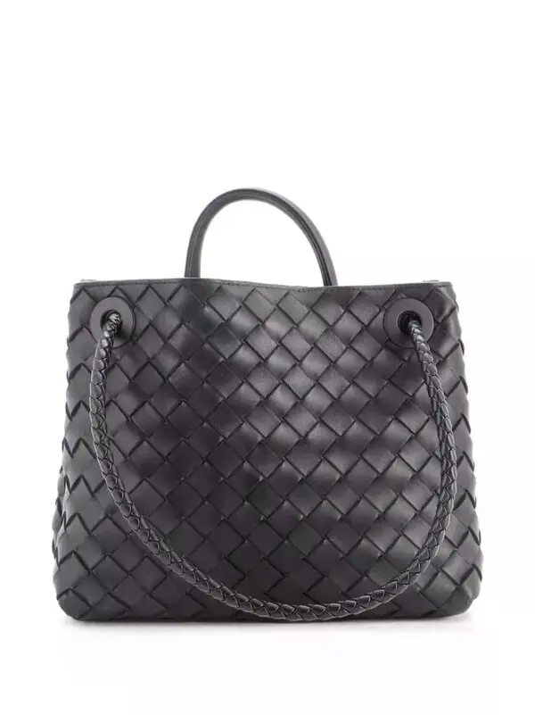 Bottega Veneta Andiamo Top Handle Bag Intrecciato Nappa Small Satchel - Black