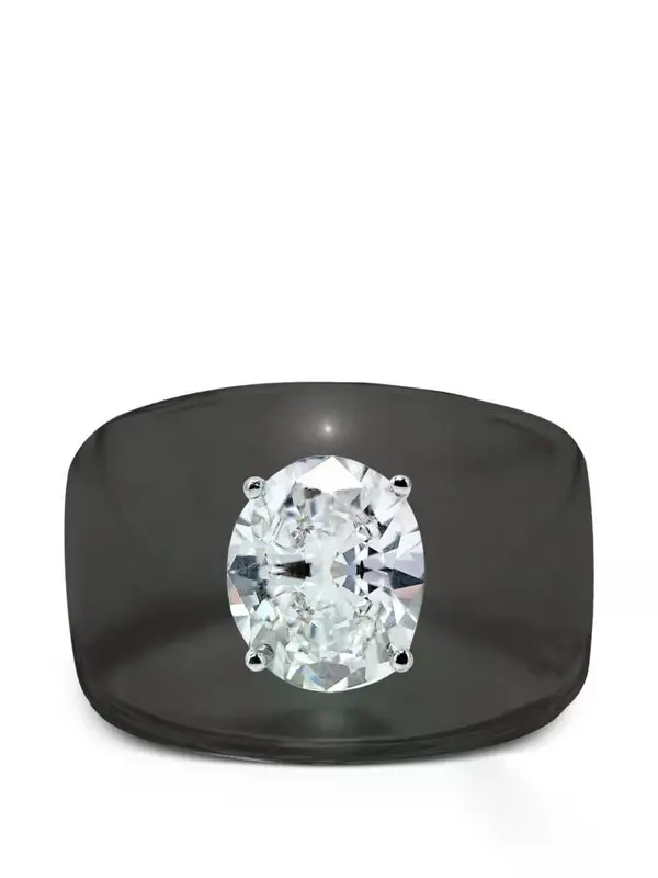 SOLO FOR DIAMONDS Oval-cut Diamond Embellished Ring - Silver