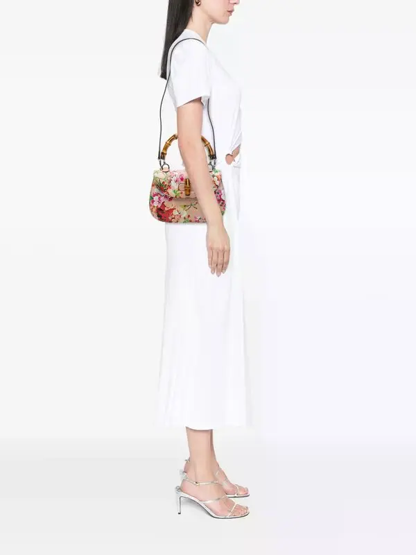 Gucci Blooms Bamboo Top Handle Bag Satchel - Pink