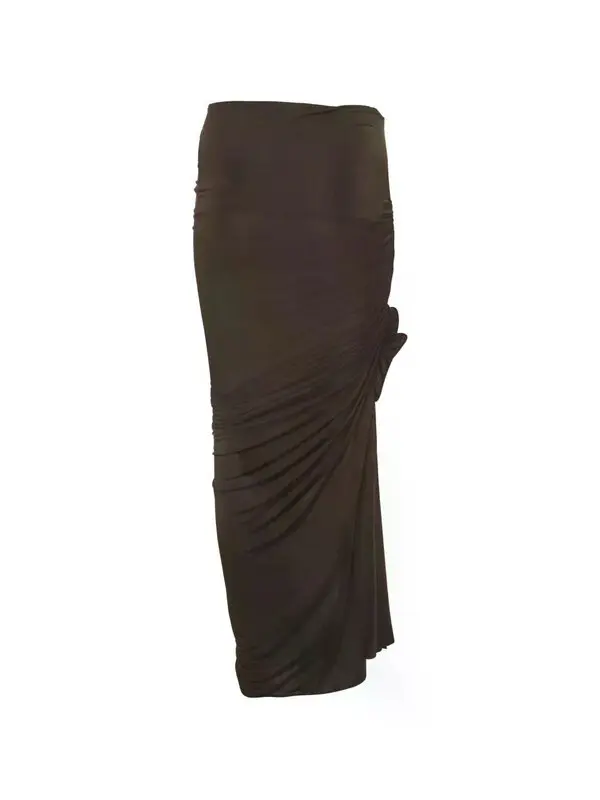 Magda Butrym Ruched-design Floral-appliqué Maxi Skirt - Black