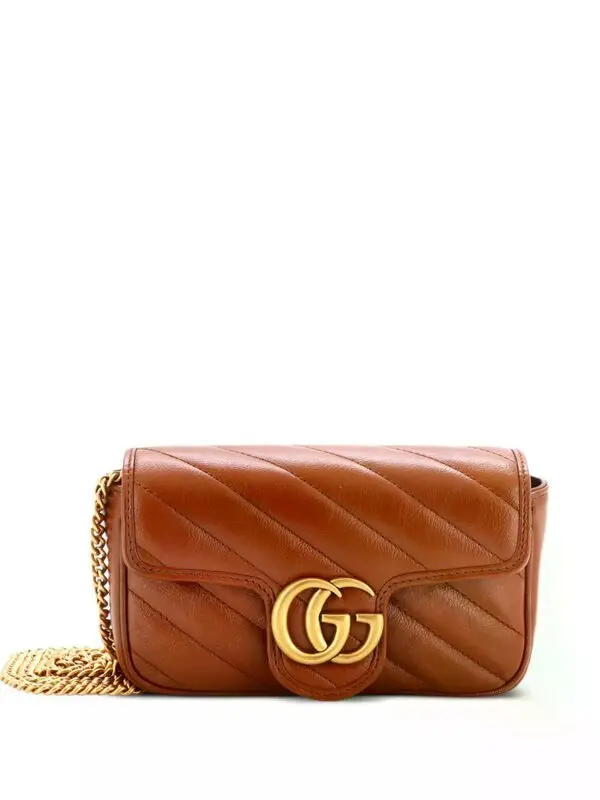 Gucci Gg Marmont Diagonal Quilted Leather Mini Bag - Brown