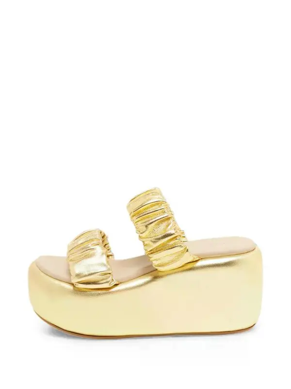 LE SILLA Ruched Platform Sandals In -tone Metallic Leather