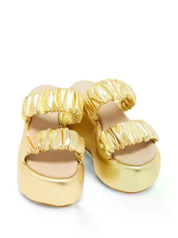 LE SILLA Ruched Platform Sandals In -tone Metallic Leather