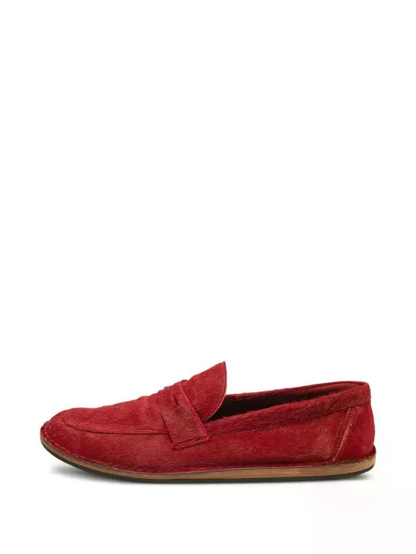 THE ROW Calf Hair Penny Strap Loafers - Red