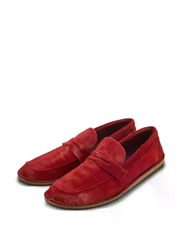 THE ROW Calf Hair Penny Strap Loafers - Red