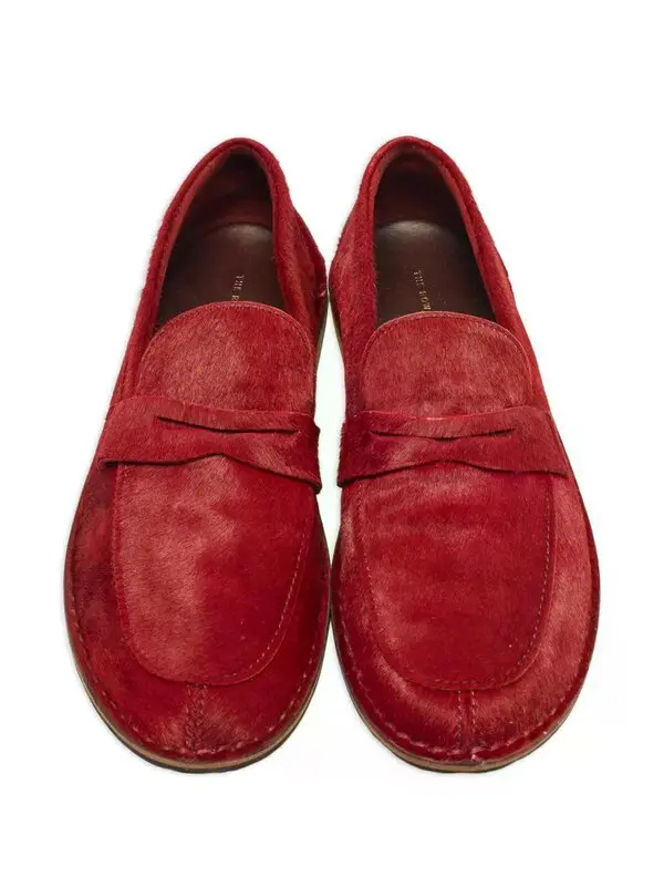 THE ROW Calf Hair Penny Strap Loafers - Red