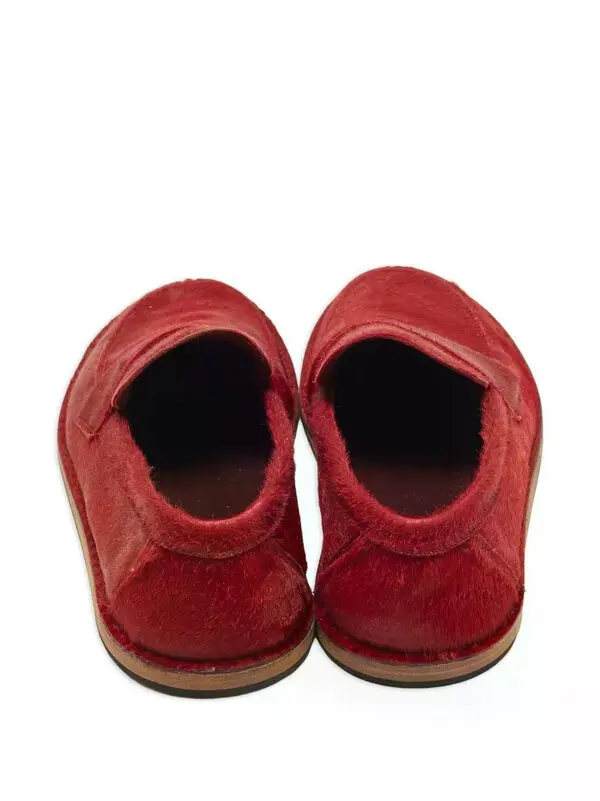 THE ROW Calf Hair Penny Strap Loafers - Red
