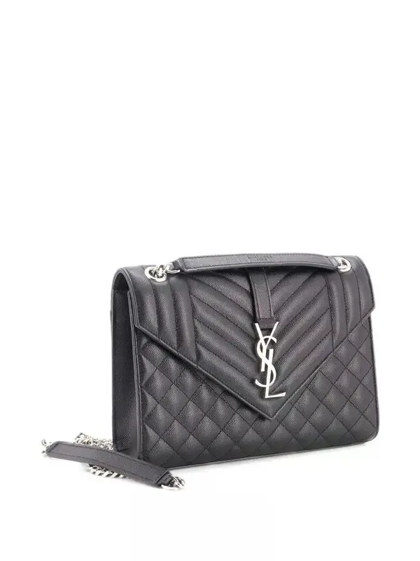 Saint Laurent Monogram Envelope Satchel Mixed Matelasse Leather Medium Shoulder Bag