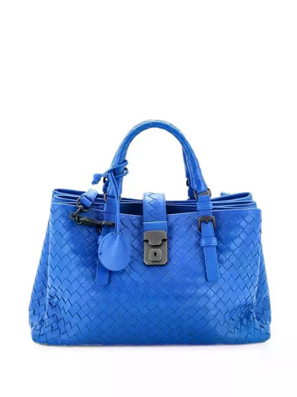 Bottega Veneta Roma Bag Intrecciato Nappa Small Tote Bag - Blue