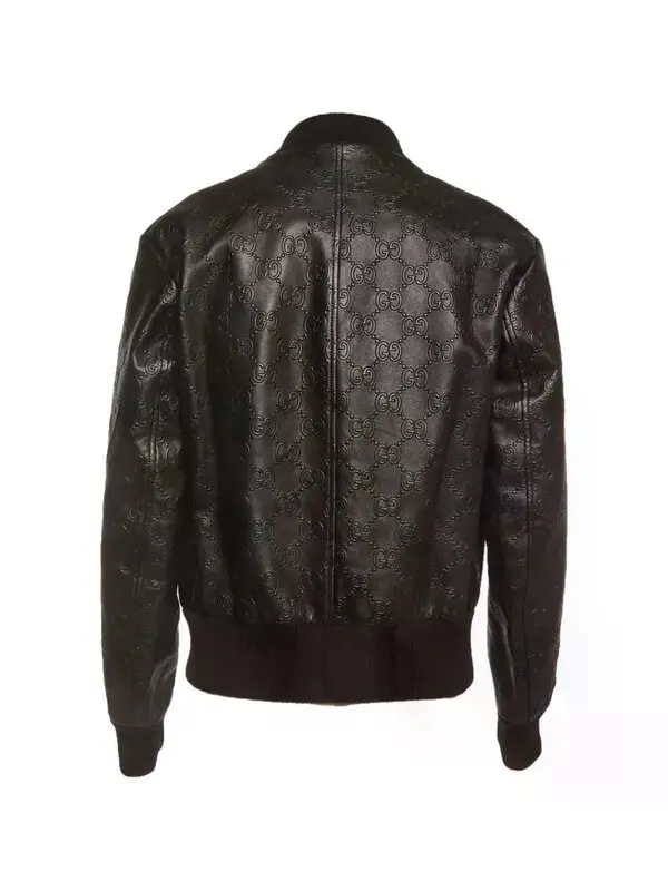 Gucci Gg Monogram Leather Bomber Jacket
