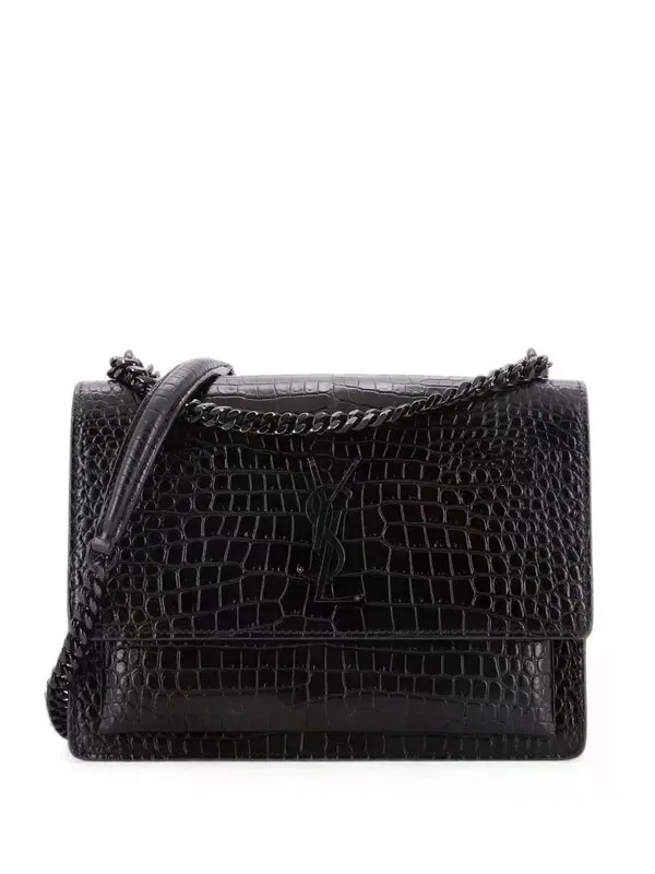 Saint Laurent Crocodile Embossed Leather Medium Crossbody Bag