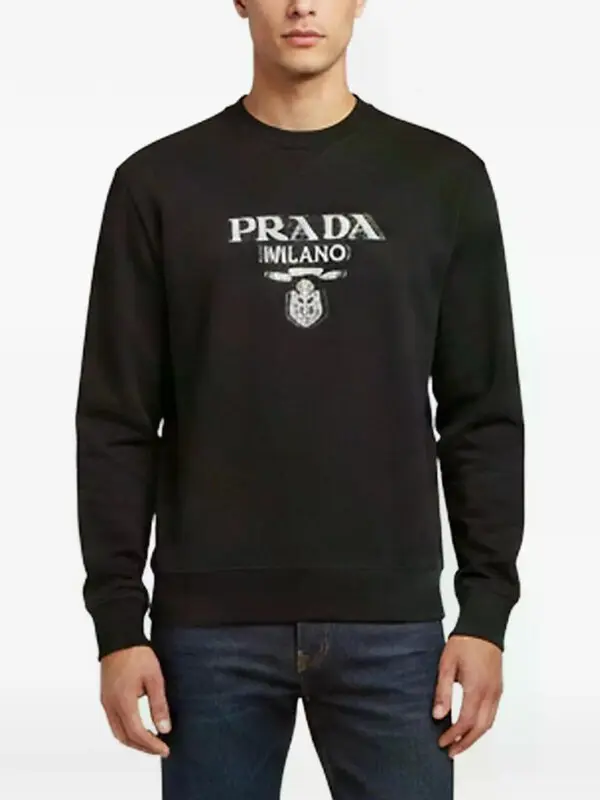 Prada Intarsia Logo Crew Neck Sweater