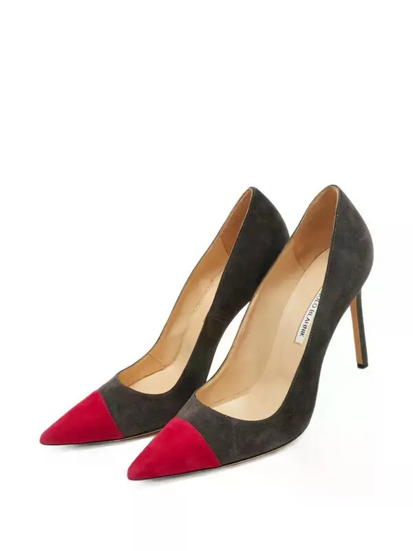 Manolo Blahnik Bipunta Suede Pointed Toe Stiletto Heel Pumps
