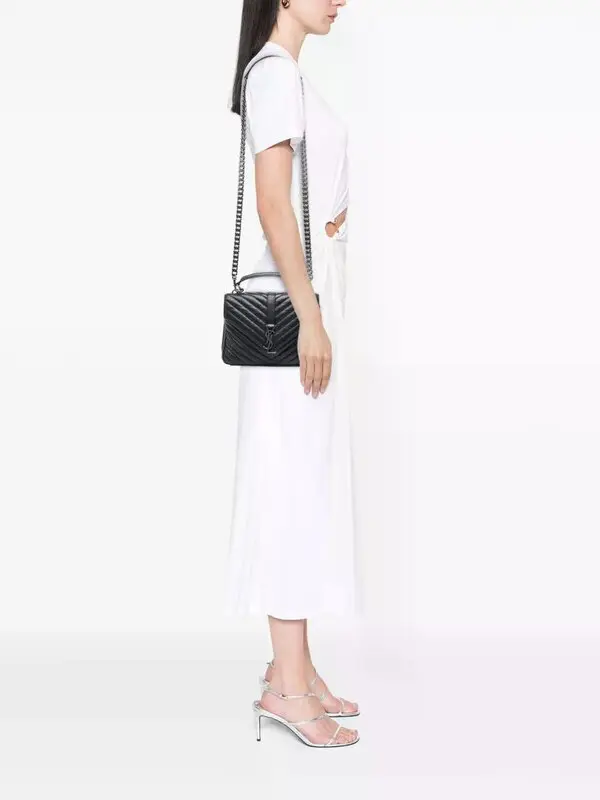 Saint Laurent 2016 Medium Chevron Sheepskin Monogram College Satchel