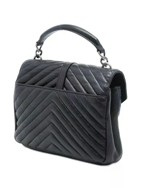 Saint Laurent 2016 Medium Chevron Sheepskin Monogram College Satchel