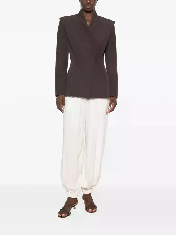 Imperial Padded-shoulder Single-breasted Jacket