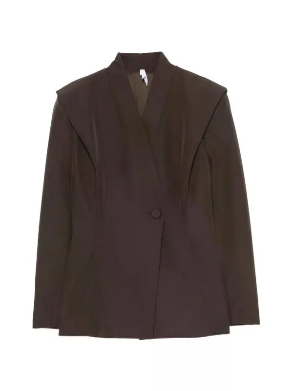 Imperial Padded Shoulder Single-breasted Jacket - Brown