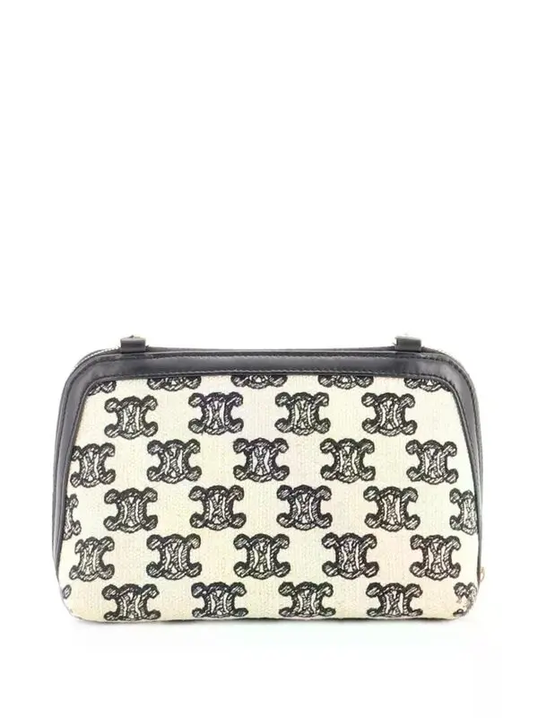 Celine Zip Around Chain Triomphe Canvas Clutch Bag - Blue