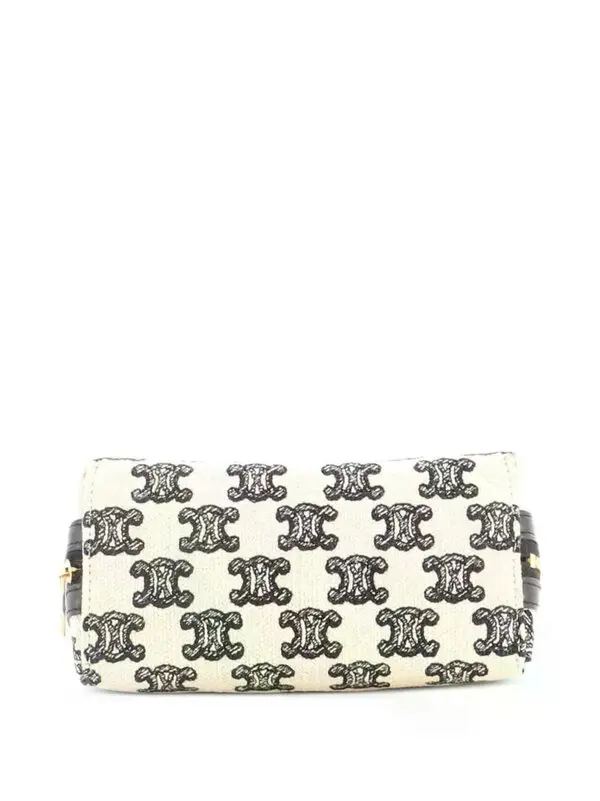 Celine Zip Around Chain Triomphe Canvas Clutch Bag