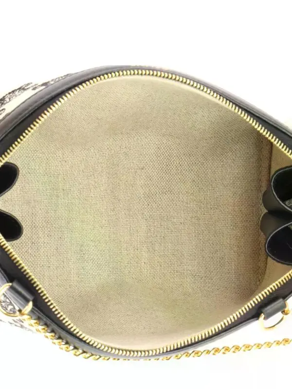 Celine Zip Around Chain Triomphe Canvas Clutch Bag