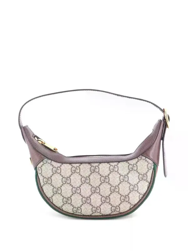 Gucci Ophidia Half Moon Bag Gg Coated Canvas Mini Hobo Bag - Brown