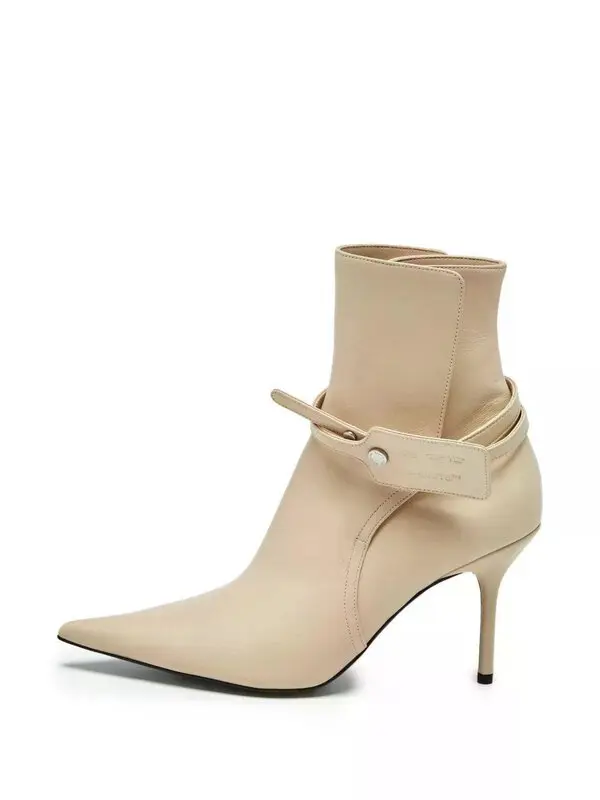 Off-White Leather Ankle Boots - Neutrals