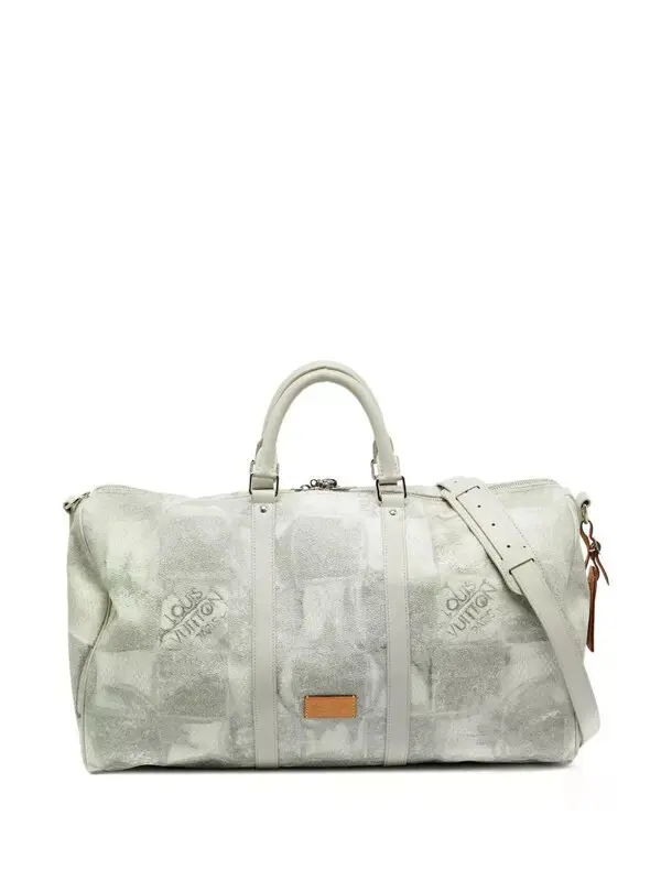 LOUIS VUITTON Keepall Bandoulière Damier Salt Luggage - White