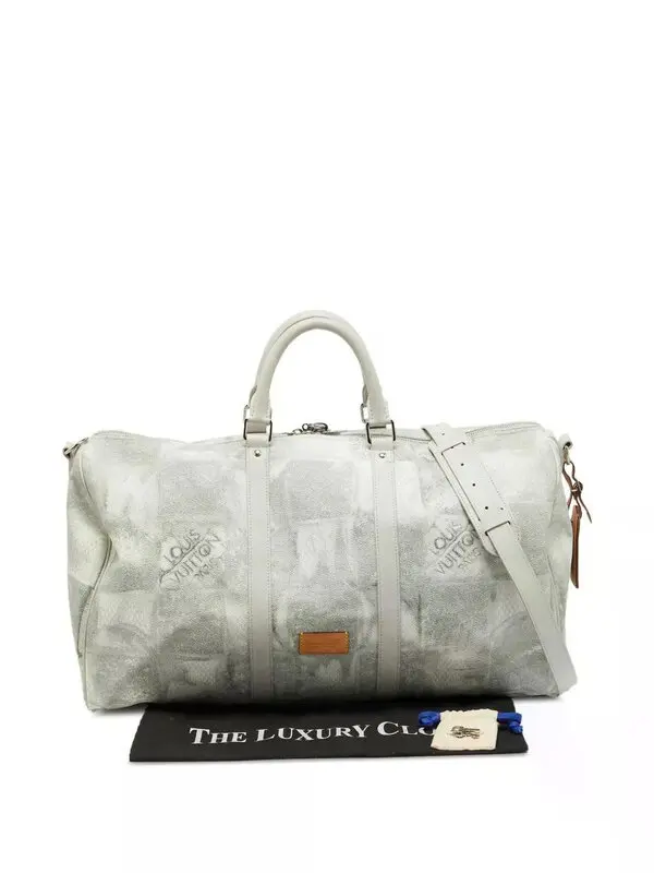 LOUIS VUITTON Keepall Bandoulière Damier Salt Luggage - White