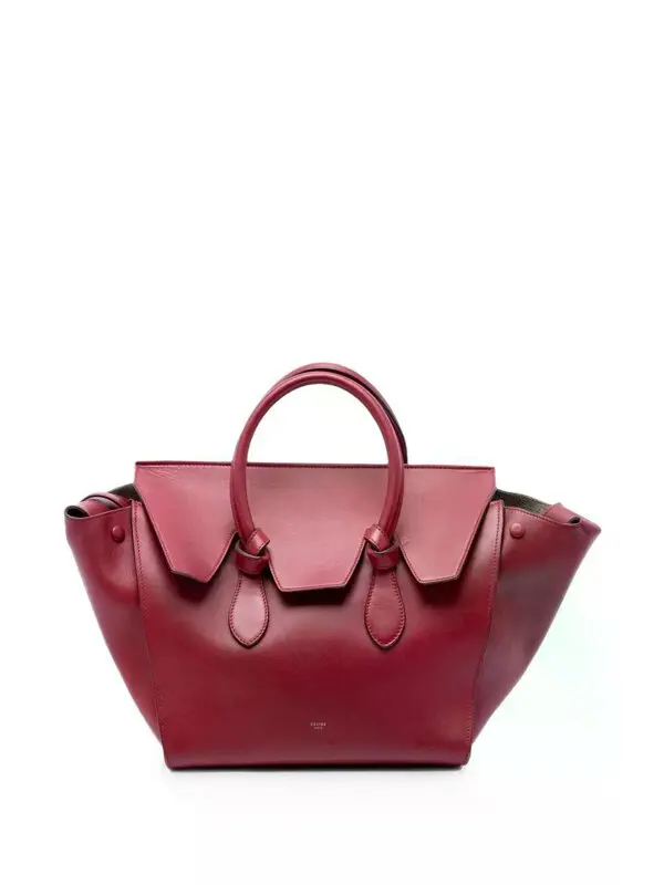 Celine Leather Tie Tote Bag - Red