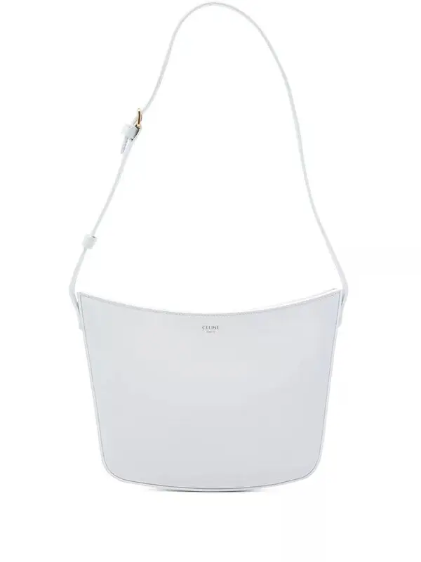 Celine 2023 Medium Shiny Calfskin Croque Shoulder Bag - White