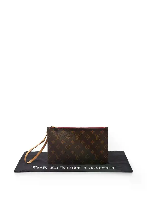 LOUIS VUITTON 2014 Neverfull Monogram Clutch Bag - Brown