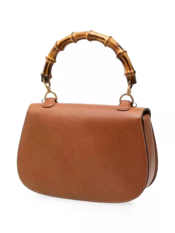 Gucci Grained Calfskin Bamboo Night Satchel - Brown