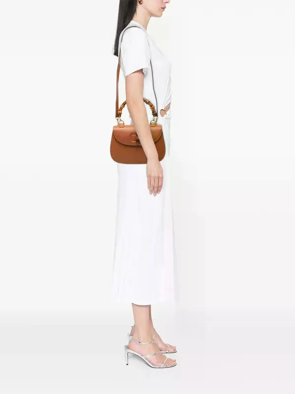 Gucci Grained Calfskin Bamboo Night Satchel - Brown