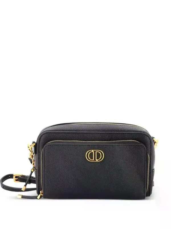Dior Caro Double Pouch Leather Crossbody Bag - Black