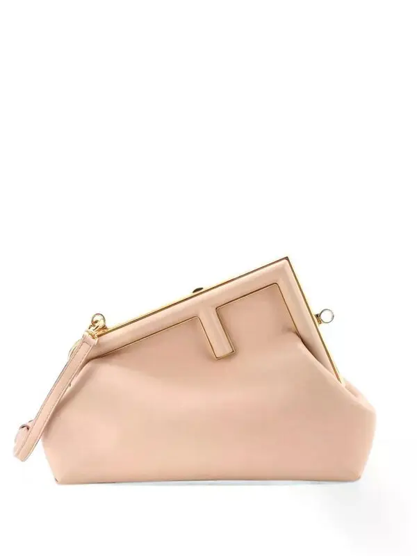 Fendi First Bag Leather Small Clutch Bag - Neutrals