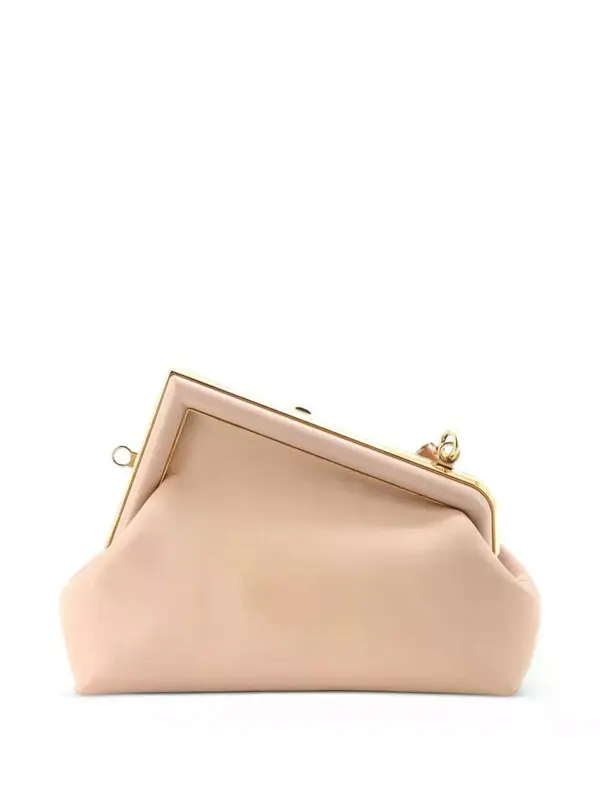 Fendi Small Clutch Bag In Leather - Neutrals