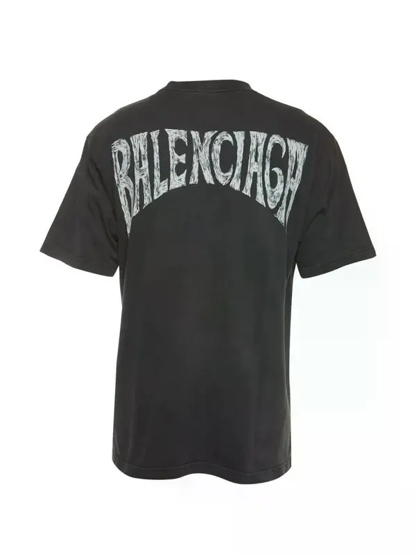 Balenciaga Faded-effect Logo-print T-shirt