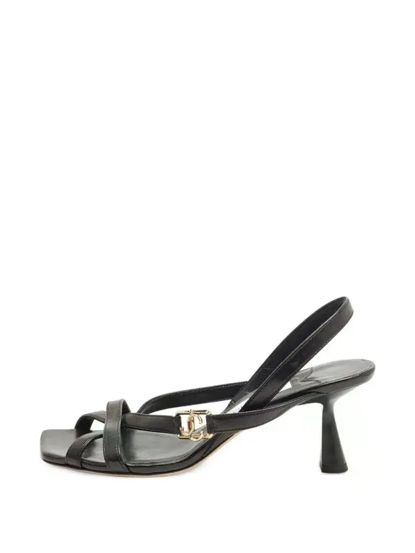 JIMMY CHOO Leather Criss-cross Slingback High Heel Sandals - Black