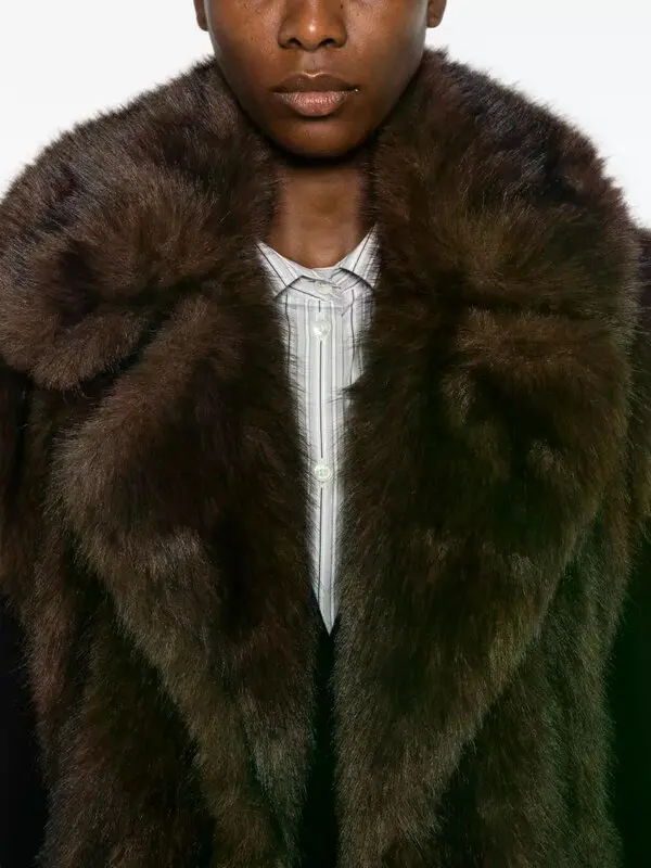 LE SULLY STUDIO Faux-fur Panelled Longline Jacket