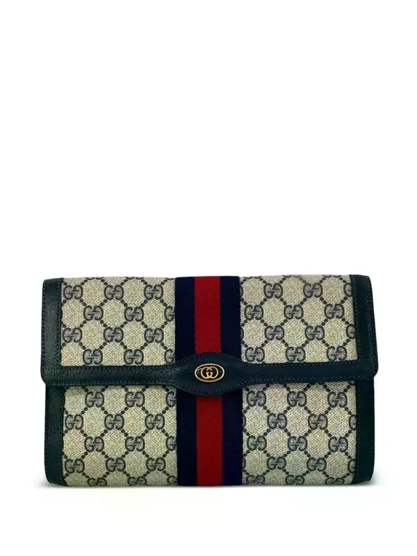 Gucci 1980-1990 Gg Supreme Web Clutch Bag - Grey