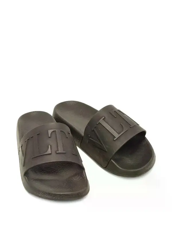 Valentino Garavani Open Toe Logo Detail Slides