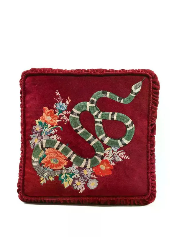 Gucci Kingsnake Jacquard Cushion - Red