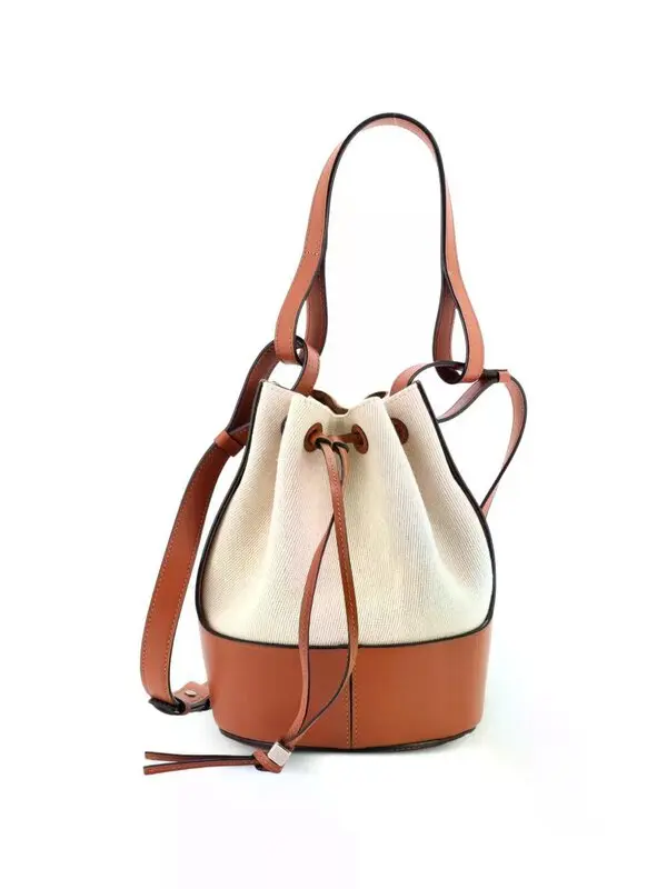 Loewe Balloon Canvas And Leather Medium Bucket Bag - Brown