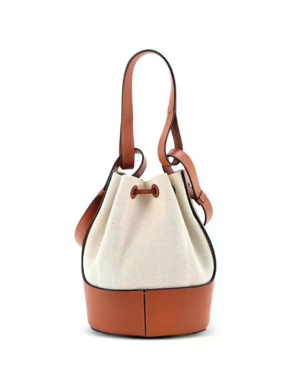 Loewe Balloon Canvas And Leather Medium Bucket Bag - Brown